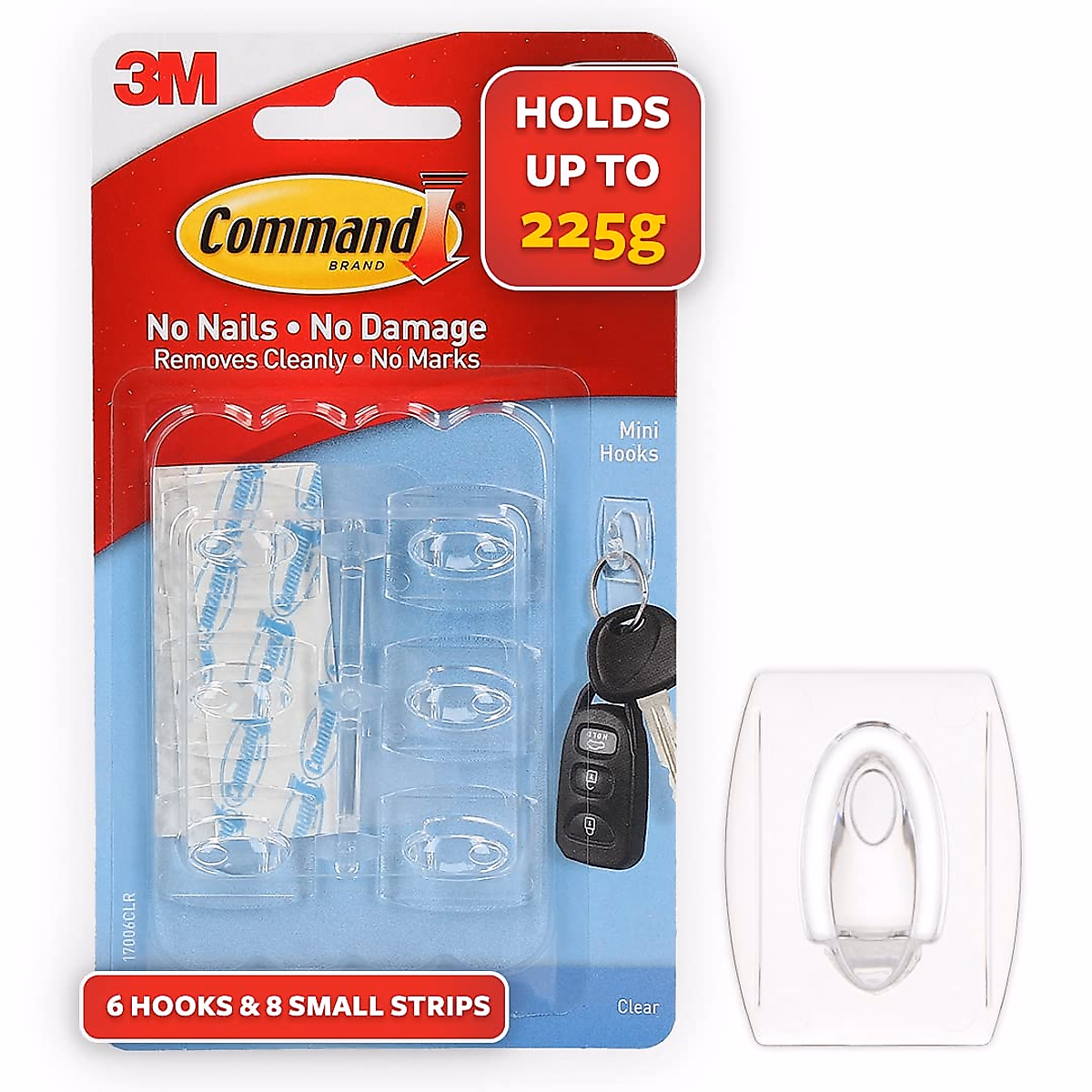 Command Mini Hooks, Clear, 6-Hooks (17006CLR-ES)