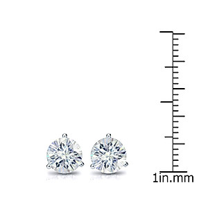 Diamond Wish - 1 1/2 Carat Moissanite Round Stud Earrings for Women in 14k Yellow Gold (J-K, TGW, 6 mm) 3-Prong Martini Screw Back