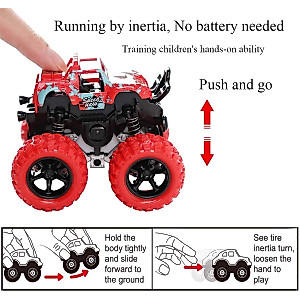 JAFATOY 2 Pack Monster Trucks Toys for Boys, Pull Back Cars Monster Toy Trucks for Toddlers Toy Cars for 1-12 Years Old Boys Girls Great Car Toy Gift for Kids