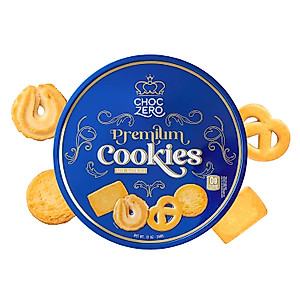 ChocZero Keto Butter Cookies - Sugar Free Danish Shortbread Gift - Gluten Free, Low Carb (1 tin, 12 oz)