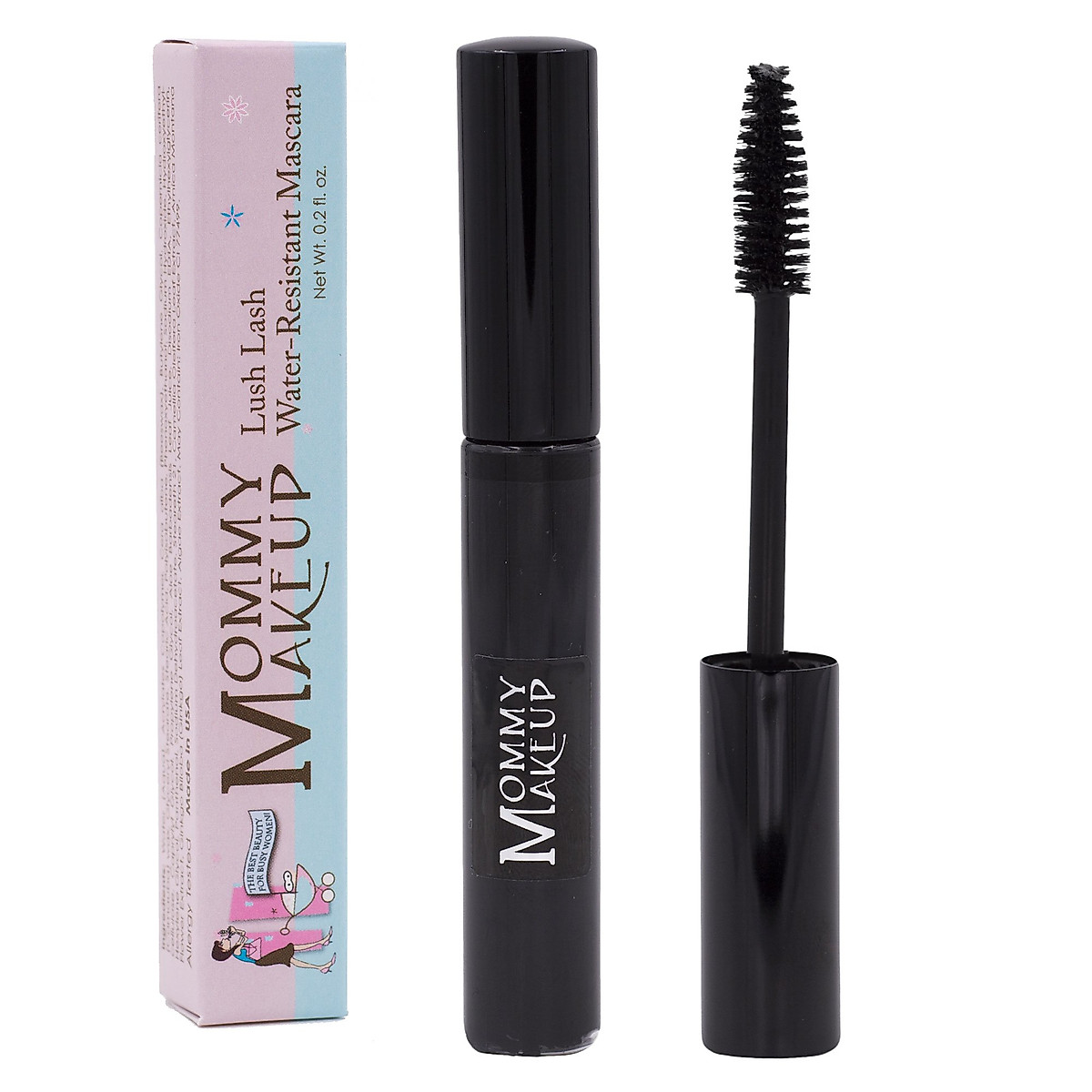 Lush Lash Water Resistant Mascara | Extreme Volume and Length For Stunning Lashes | No Smears, Smudges or Flakes | Non-Irritating, Cruelty Free, Made in USA (Black Mascara) by Mommy Makeup
