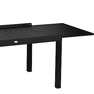 Outsunny 9-Piece Patio Dining Set for 8, Outdoor Aluminum Frames Dining Furniture Set with Expandable Table, Adjustable High Back Portable Chairs and Mesh Fabric Seats, Black