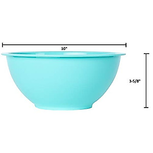 Klickpick Home 10 Inch Plastic Bowls Set of 6-64 ounce (2 Liter) Capacity Extra Large Cereal Salad Serving Mixing Bowl Microwave Dishwasher Safe Soup Bowls - BPA Free Bowls 3 Coastal Colors