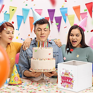 Moretoes 6 Sizes Cake Boxes12 Pcs 12x12x12 12x12x10 10x10x10 10x10x12 8x8x8 8x8x10 Inch Tall Bakery Boxes Disposable Carrier Take Out Container in 2 or 3 Tier for Wedding Birthday