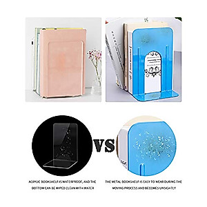 MSDADA Book Ends Clear Acrylic Bookends for Shelves, Book Ends for Home Office Library Decorative, Heavy Duty Book Ends, Book Stopper for Books, Movies, Magazines, Video Games, CDs (8pair/16pcs)