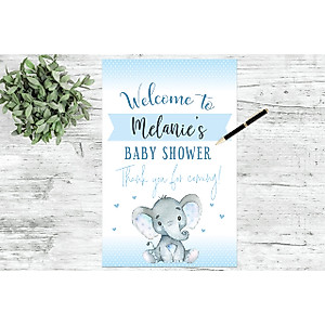 Elephant Baby Shower Welcome Sign Decorations 11x17 Centerpiece