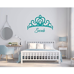 Personalized Name Vinyl Wall Decal with Princess Crown - Tiara Home Decor for Teen Girl's Bedroom, Nursery, or Playroom - Removable Sticker