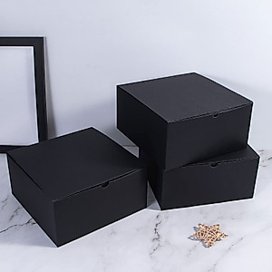 NIGNYA Kraft Gift Boxes with Lid 8x8x4 inches 10 Pack Black Cardboard Paper Gifts Boxes Large Boxes for Presents, Bridesmaid Proposal, Wedding, Birthday