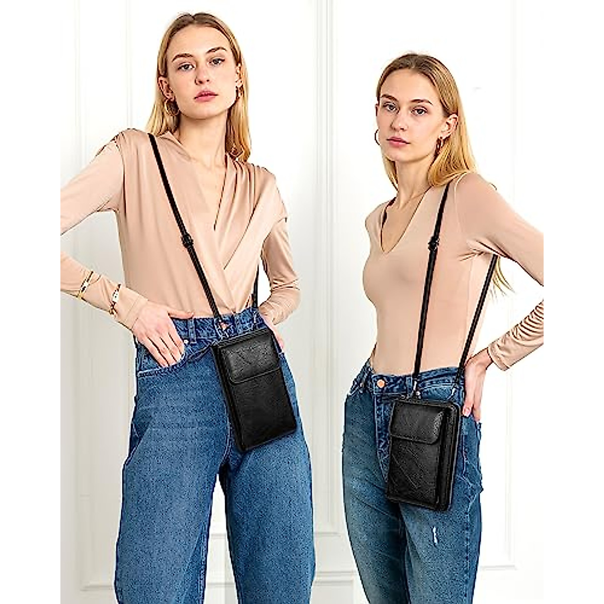 FEITH&FELLY Small Cell Phone Purse Crossbody Bag PU Leather Wallet Purse for Women with Card Slots