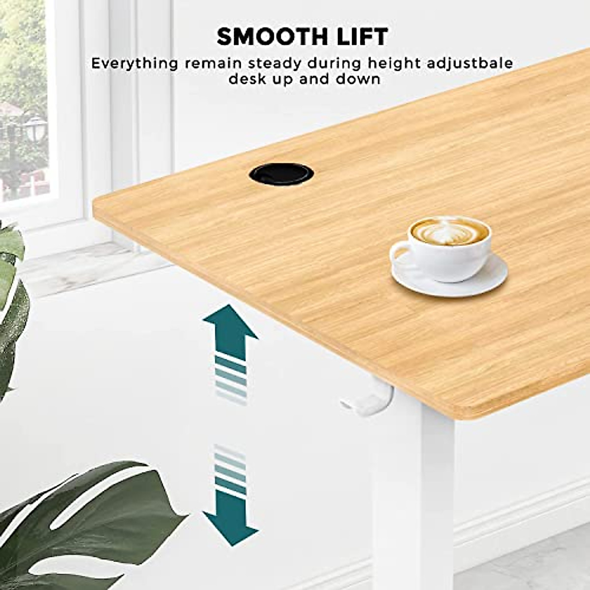 SMUG Height Adjustable Electric Standing Desk, 48 x 24 Inches Sit Stand up Desk Home Office Computer Desk, Ergonomic Desk with Memory Controller Standing Table Natural