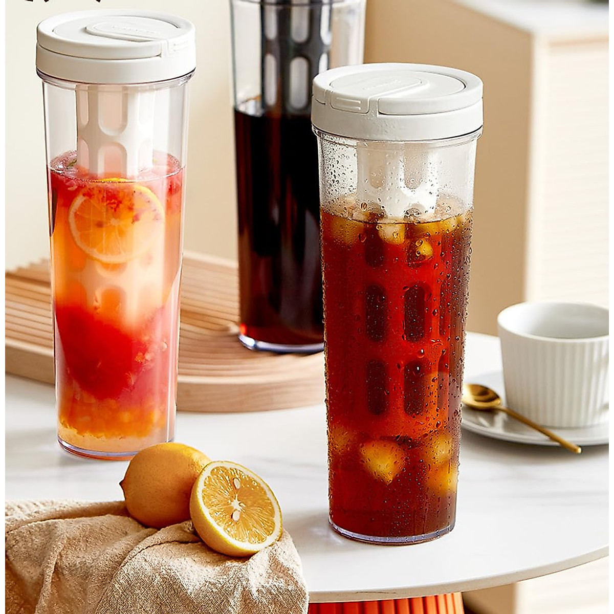 34oz Cold Brew Coffee Maker with Mesh Filter, Portable Cold Brew Cup for Tea Coffee (Black)