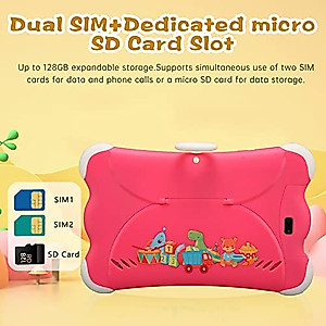 Naroote Tablet for Toddlers, Eye Protection Kids Tablet 7 Inch 1280x800 128GB Expandable Storage for Playing (US Plug)