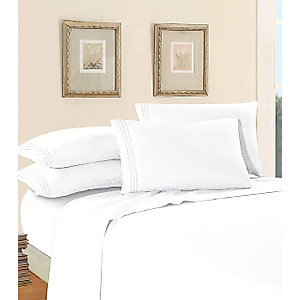 Elegant Comfort Luxury 1500 Premium Hotel Quality Microfiber 4-Piece Sheet Set - Wrinkle Resistant, All Around Elastic Fitted Sheet, Deep Pocket up to 16", Twin/Twin XL, White