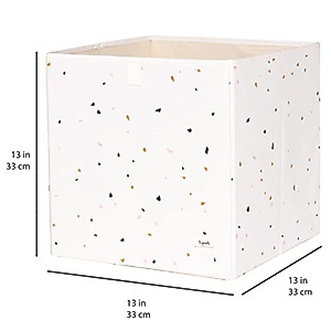 3 Sprouts Recycled Fabric Storage Cube Box Container Organizer - Cream Terrazzo