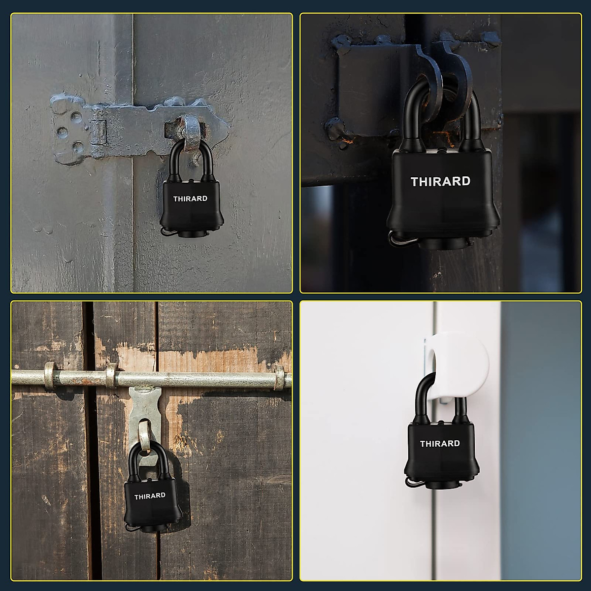 4 Pack Heavy Duty Weatherproof Padlock with Key, 40mm Outdoor Laminated Padlocks Keyed Alike,High Security Pad Lock for Gate，Fence，Storage…