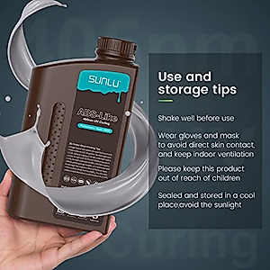 SUNLU 3D Printer Resin, 2000g ABS-Like High Toughness Resin for 4k/6k/8k LCD/DLP/SLA Resin 3D Printer, 405nm UV Curing 3D Printing Resin, Good Resistance, Non-Brittle & High Precision, Grey 2000g