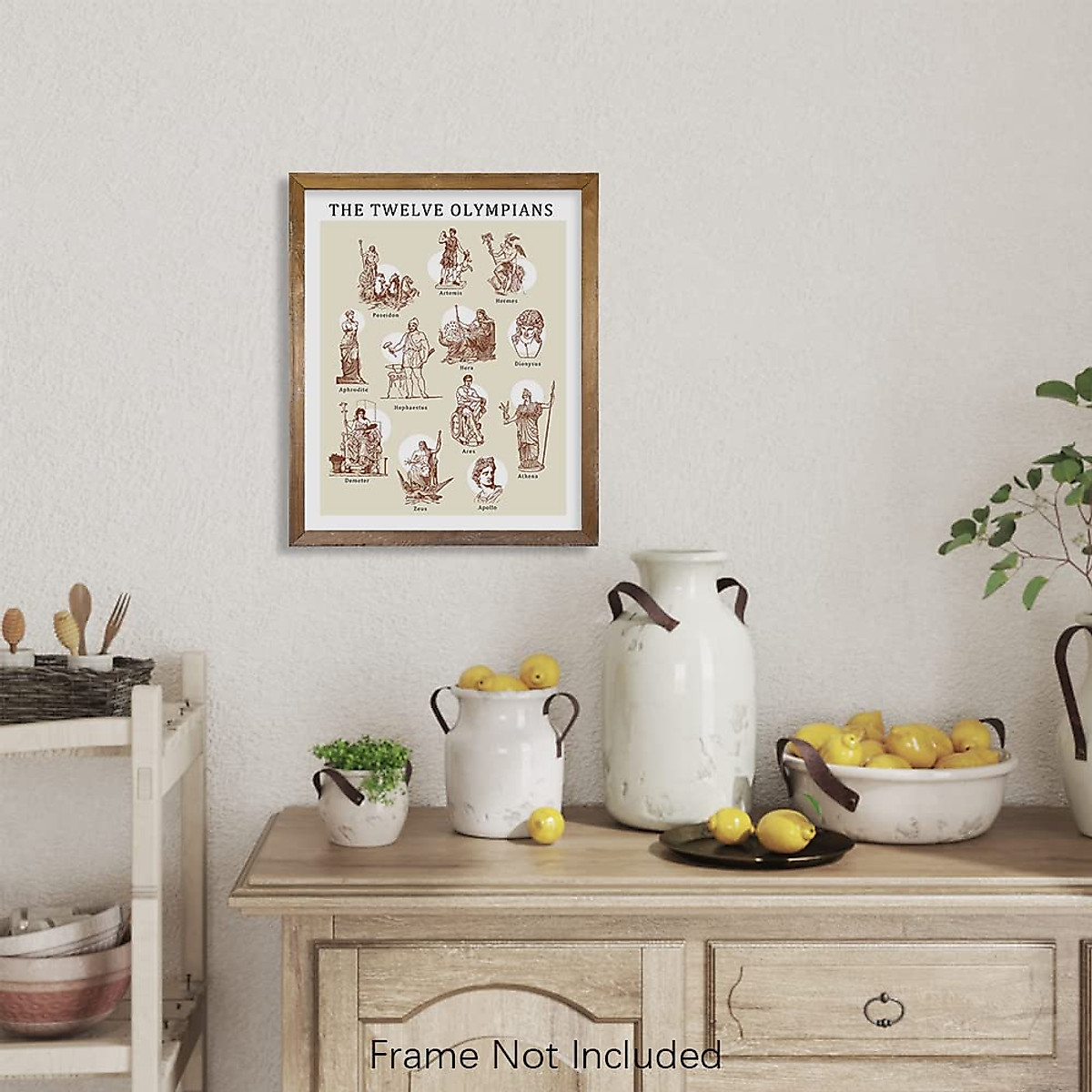 Greek Mythology Decor - Greek Olympus Poster Print - Greece Themed Party Decorations - Midevil Mythical Pictures Wall Decor - Twelve Olympian God Godess War Wisdom Wall Art, Apollo Zeus Poseidon Ares