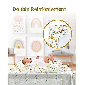 Changing Pad Cover - Babebay Ultra Soft Jersey Knit Cotton Diaper Change Table Pad Covers for Baby Girls and Boys -Stylish Rainbow & Sun Pattern, 2 Pack