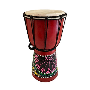 JIVE BRAND Djembe Drum Bongo Congo African Mahogany Wood Drum With Heavy Base Goat Skin Drum Head Hand Carved Professional Quality - 9" High - NOT MADE IN CHINA