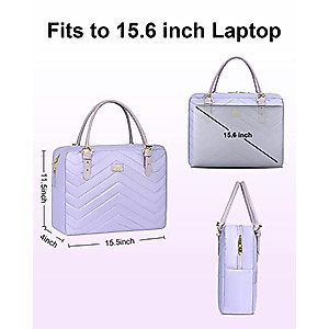 Laptop Bag for Women, 15.6 Inch Slim Computer Bag Laptop Briefcase, Lightweight Water Resistant Laptop Accessories Carrying Case Sleeve Cute Business Work Office Handbag Gifts for Women Travel, Purple