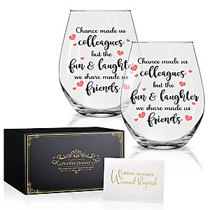 Perfectinsoy Chance Made Us Colleagues Wine Glass Wine Glass Set of 2, Coworker Gifts for Leaving Farewell, Birthday Gifts for Coworkers, Friends, Office Gift Idea for Coworker, Boss Lady