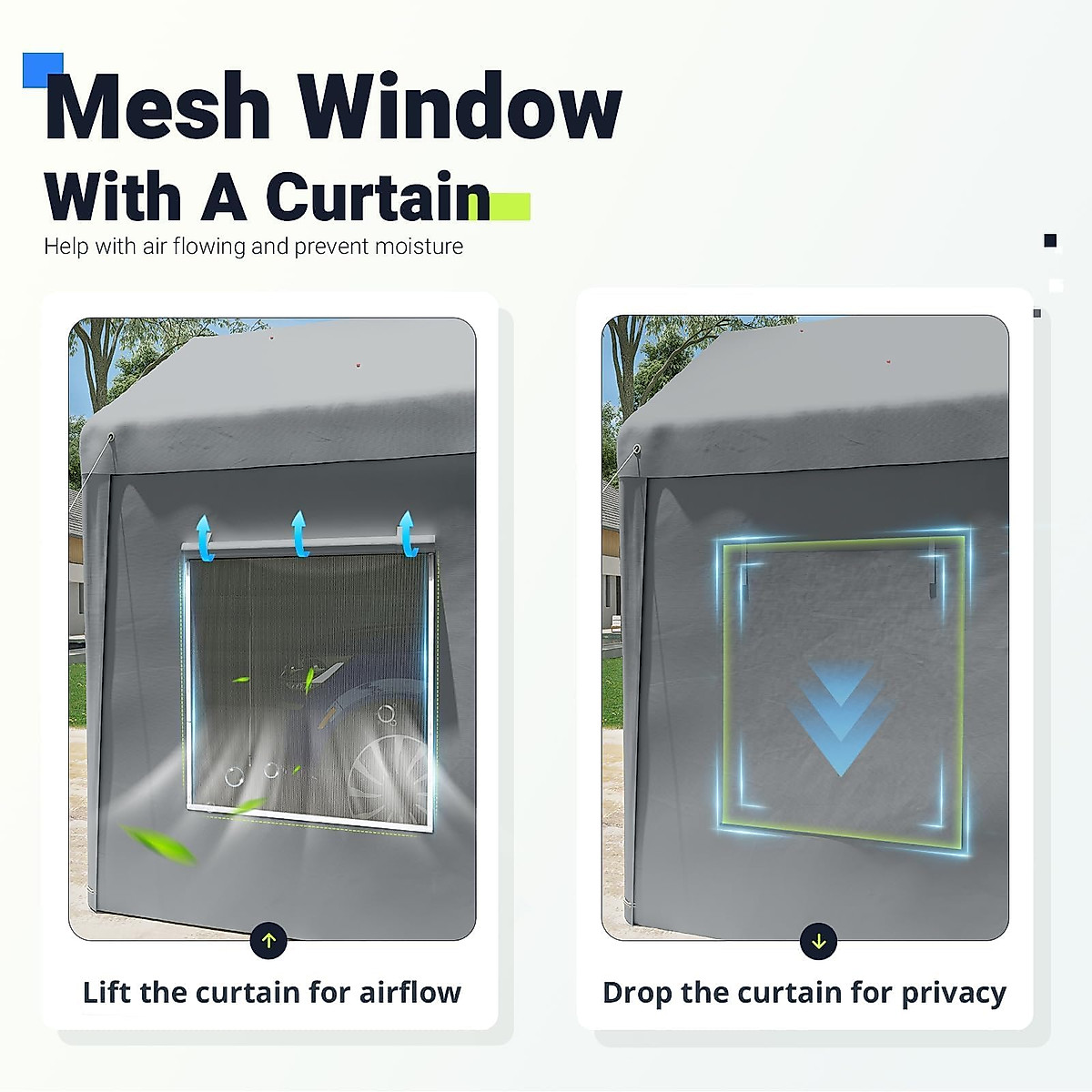 Quictent 12x20 ft Carport with Roll-up Ventilated Windows, Anti-Snow Car Port Heavy Duty Car Canopy RV Carport Canopy Portable Garage Shelter Boat Shelter with 4 Reinforced Steel Cables-Grey