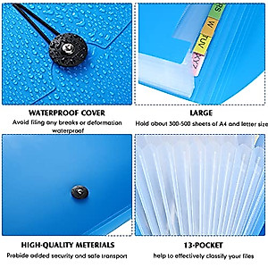 Tinlade 4 Pcs Expanding File Folder Organizer, A4 Letter, Bright Colors, Pocket Style, for School, Office, Home