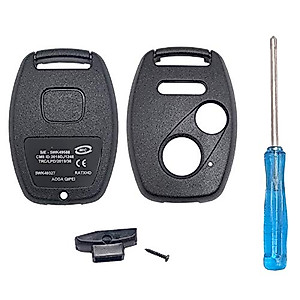 3 Buttons Replacement Key Fob Cover Case fit for Honda 2003-2012 Accord 2006-2013 Civic EX 2009-2015 Pilot 2005-2006 CR-V Ridgeline Odyssey Keyless Entry Key Fob Shell (2+1, Black)