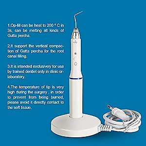 Dental Obturation Pen with Charging Base, Gutta Percha Obturation System Endo Heated Pen with 2 Tips, 110V, US Plug