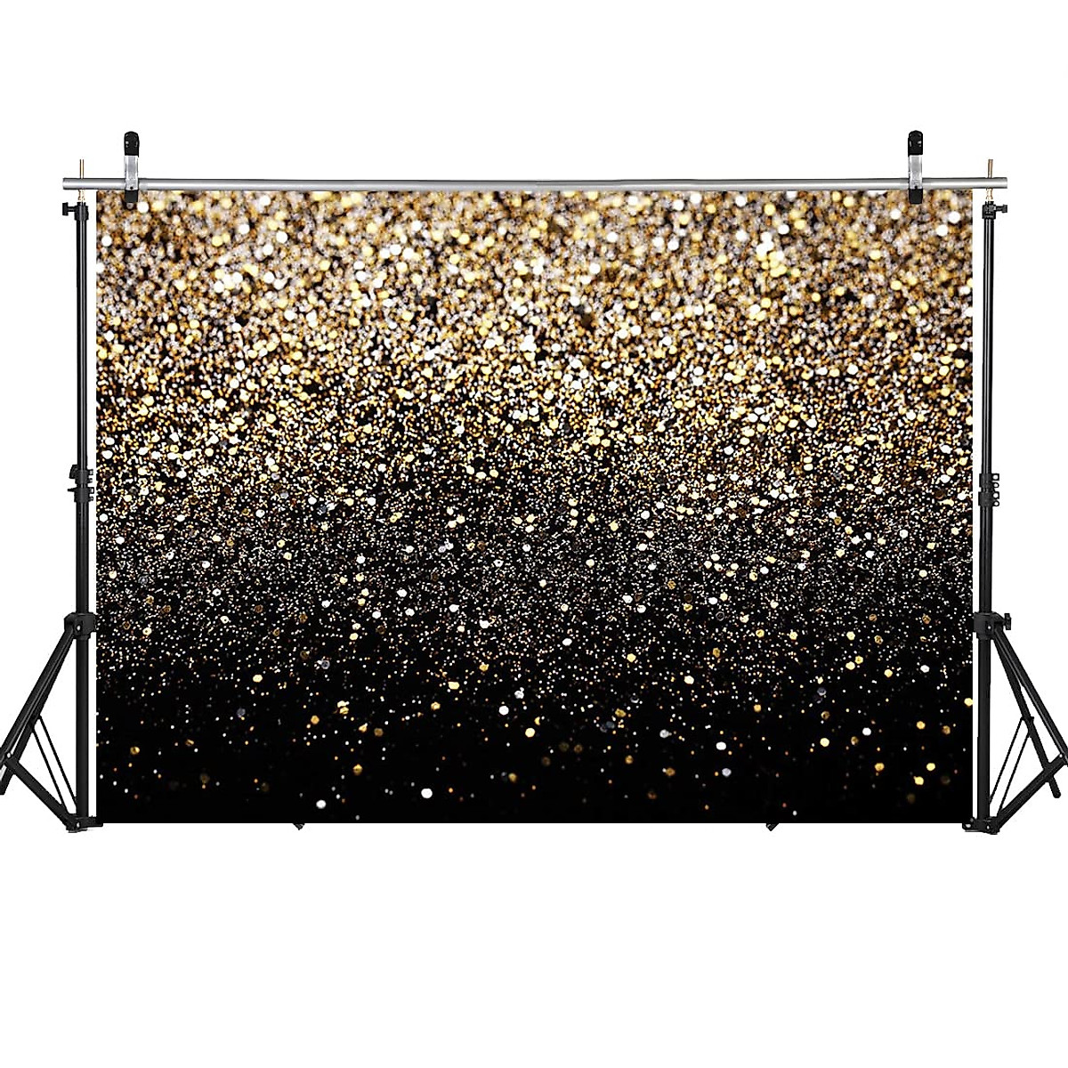 WOLADA Gold Backdrop Black and Gold Back Drop Masquerade Party Decorations 8x6FT 11176