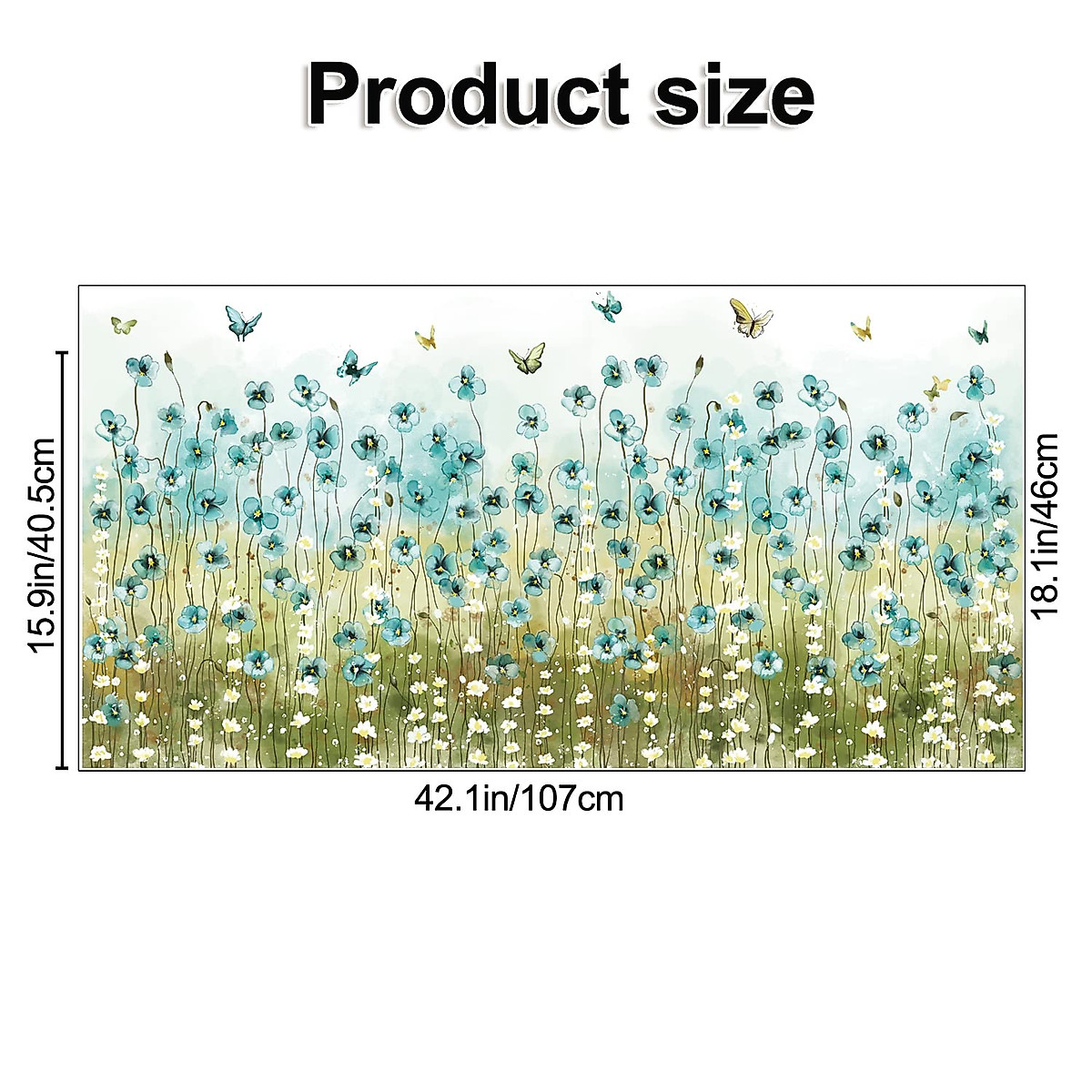 LiveGallery Blue Flowers Wall Decals White Daisy Wall Stickers DIY Peel and Stick Butterfly Plants Wall Sticker for Baby Kids Girls Bedroom Nursery Living Room Office Corners Skirting Lines