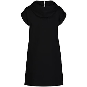 Calvin Klein Girls' Performance Logo Sweatshirt Dress, Fleece Hoodie with Long or Short Sleeves, Black 936, 7