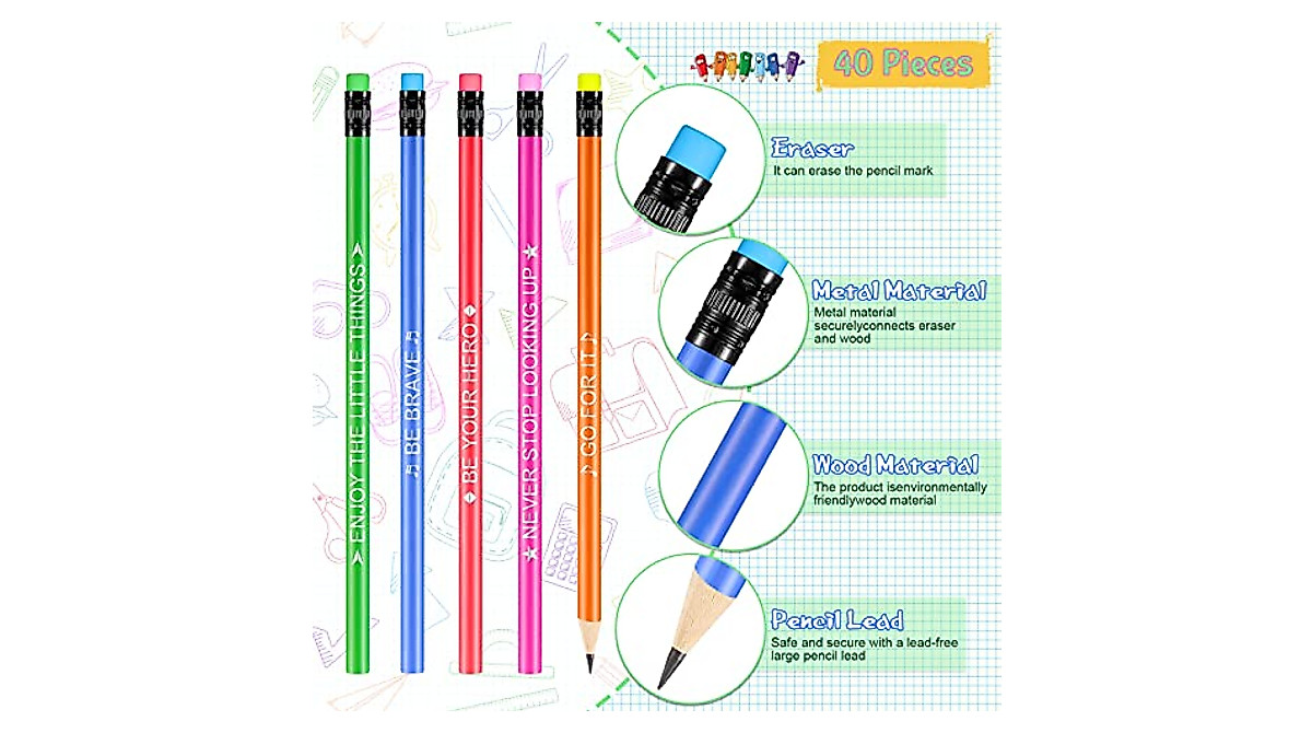 Color Changing Mood Pencils with Motivational Quotes - 40 Pcs Set