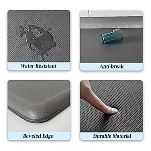 Artnice Anti Fatigue Kitchen Mat, 3/4 Inch Thick Waterproof Non Slip Cushioned Kitchen Rugs, Memory Foam Comfort Standing Mat for Home, Sink, Office, Laundry (20"x71",Grey)