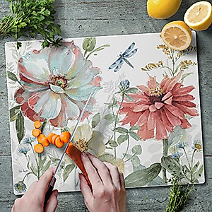 CounterArt Spring Meadow 3mm Heat Tolerant Tempered Glass Cutting Board 15” x 12” Manufactured in the USA Dishwasher Safe