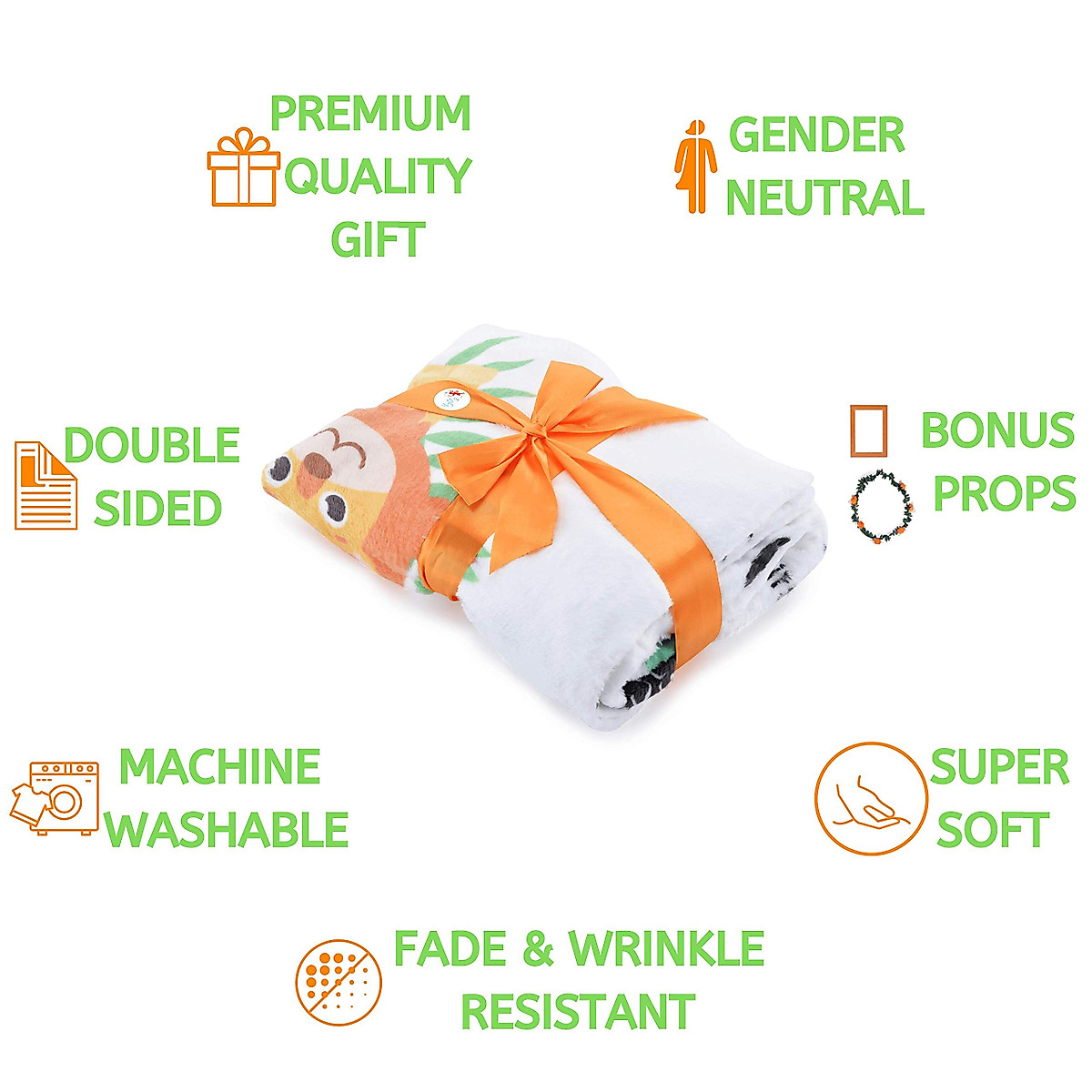 Monthly Baby Milestone Blanket - Double Sided Soft & Smooth Fleece | Baby Milestone Blanket Boys & Girls | Baby Photo Props with Frame & Leaf Wreath |