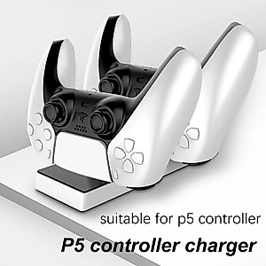 SLAJOY PS5 Controller Charger Station with Fast Charging AC Adapter 5V/3A, Dual Controller Charging Stand for Playstation 5, Docking Station Replacement for DualSense Charging Station G