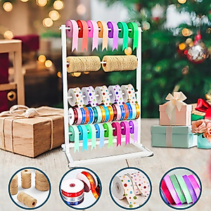 Mannxitzdy 5 Tier Ribbon Holder Organizer Rack, Ribbon Organizer, Ribbon Organizer Storage Ribbon Rack for Craft Room, Flower Store, Cake Shop, White