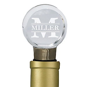 Custom Personalized Premium Crystal Glass Wine Bottle Stopper with Box - Engraved and Monogrammed