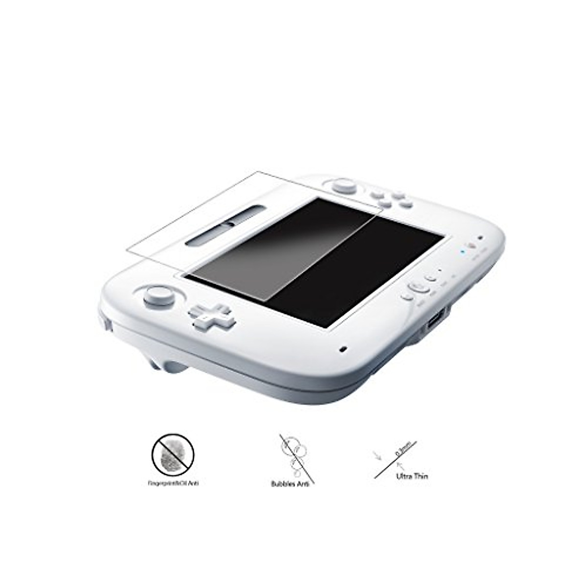 (Pack of 2) Tempered Glass Screen Protector for Nintendo Wii U, Akwox [0.3mm 2.5D High Definition 9H] Premium Clear Screen Protective Film for Nintendo Wii U