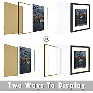 Frametory, 11x14 Picture Frame with Mat for 8x10 Photo - Country Rustic Style - High Definition Glass Wide Molding - Preinstalled Wall Mounting Hardware (Rustic Black, 1 Pack)
