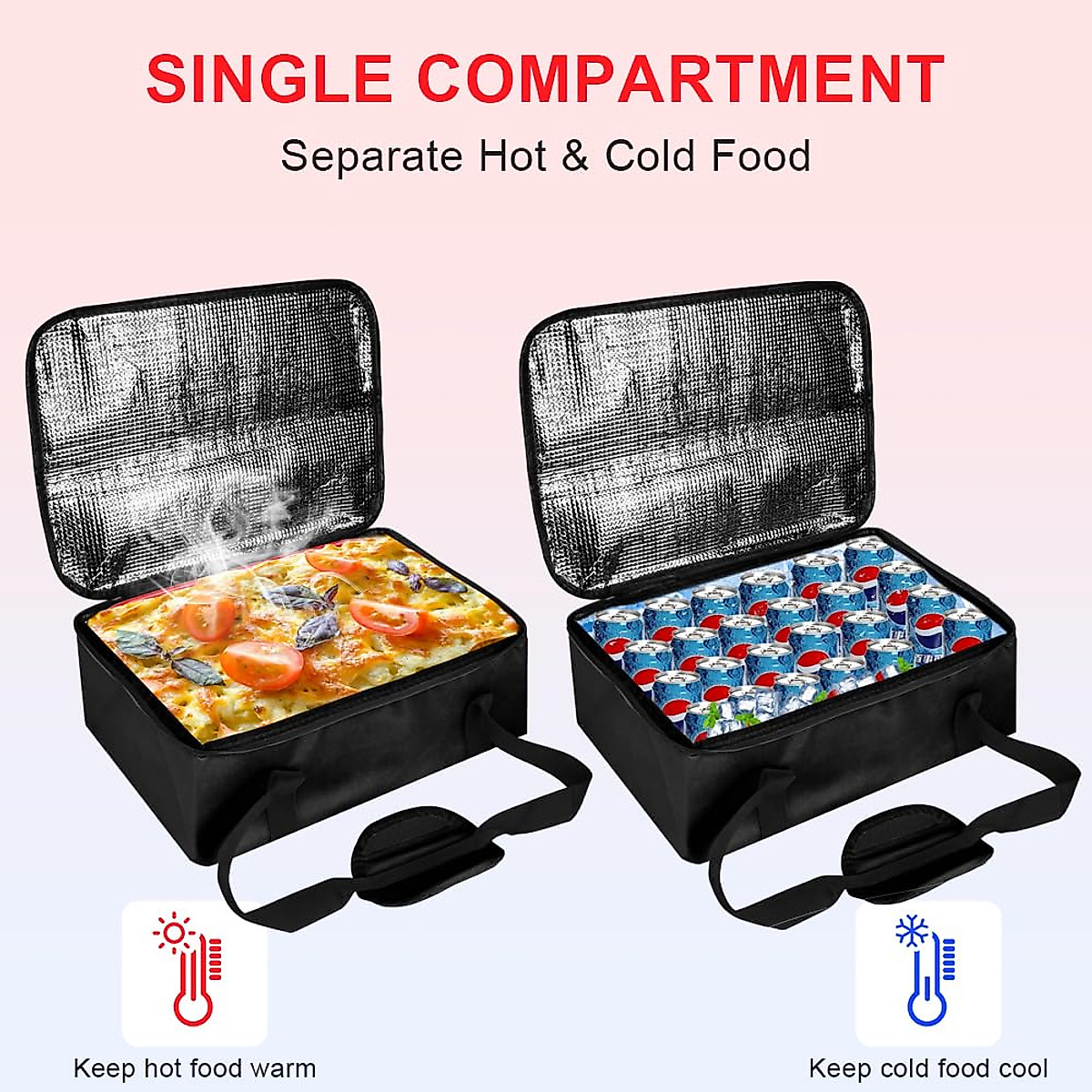 Bodaon Insulated Casserole Carrier Bag, Fits 9x13 and 11x15 Inch Baking Dish with Lid, Casserole Carriers for Hot or Cold Food for Transport (Black)