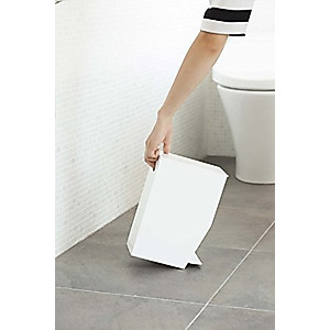 Small Sleek Sanitary Trash Can with Pedal, Rubbish Bin Receptacle Waste Disposal, for Office Home Bathroom Toilet, White