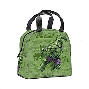 Grehge MNBVCX Green Insulated Lunch Bag Comics Lunch Box Portable Lunch Kit for Men Women Travel Picnic Beach