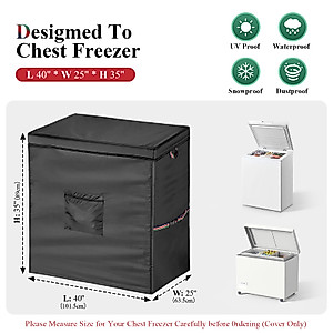 Fentiff Deep Freezer Cover, Waterproof Dustproof Chest Freezer Cover, Freezer Covers for Outside 7.0 Cubic Feet Chest Freezer All Season Protection, Top with Zipper to Open(40"L X 25"W X 35"H)