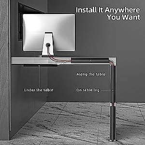 YECAYE Cable Management 6X15.7in J Channel - 6 Pack Cable Raceway, Cord Cover, Under Desk Cable Management, Capacity Cord Cable Organizer Wire Management, Easy to Tape Install, Black