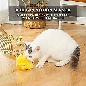 PetDroid Interactive Cat Toys for Indoor Cats, Rechargeable Touch Activated Duck Cat Squeaking Catnip Toy for Cats/Kittens, Plush Cat Exercise Toys (Interactive Duck Cat Toy)