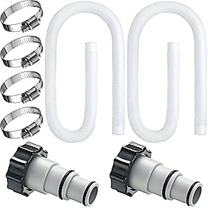 Saintrygo 2 Pack Pool Hose for Above Ground Pools 1.5 Inches Diameter 59 Inches Length Replacement Swimming Pool Pump Hose with 4 Pcs Hose Clamps and 2 Replacement Hose Adapter