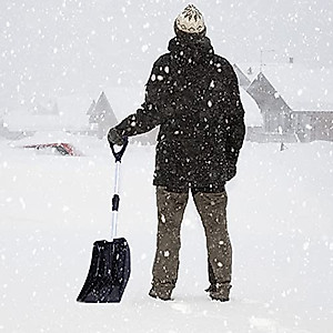 Snow Shovel, Snow Shovel for Driveway, Portable Snow Pusher Shovel for Car Home Garage Garden Kids Snow Shovel, Detachable Ergonomic D-Grip Handle for Snow Removal Shovel Black