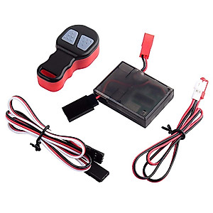 INJORA Metal Automatic Winch Wireless Remote Controller System for 1:10 RC Crawler Car Axial SCX10 90046 TRX4 Redcat (Black)